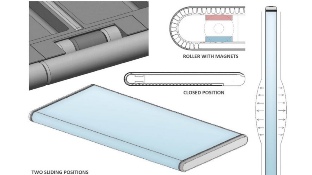 Huawei rollable phone with magnets for creaseless display patent - HU